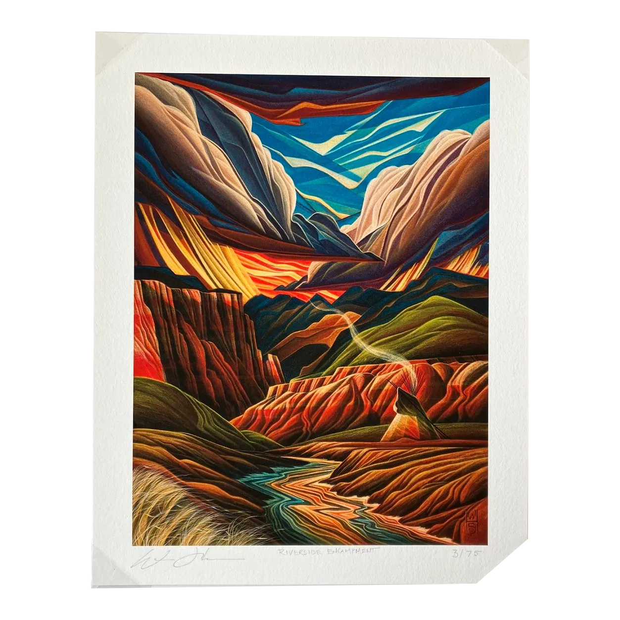 William Haskell "Riverside Encampment" Giclee on Paper Limited Edition ...