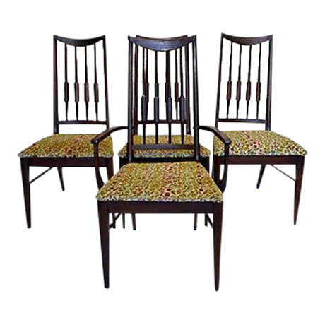 Mid-Century Reed-Back Dining Chairs - Set of 4 | Chairish