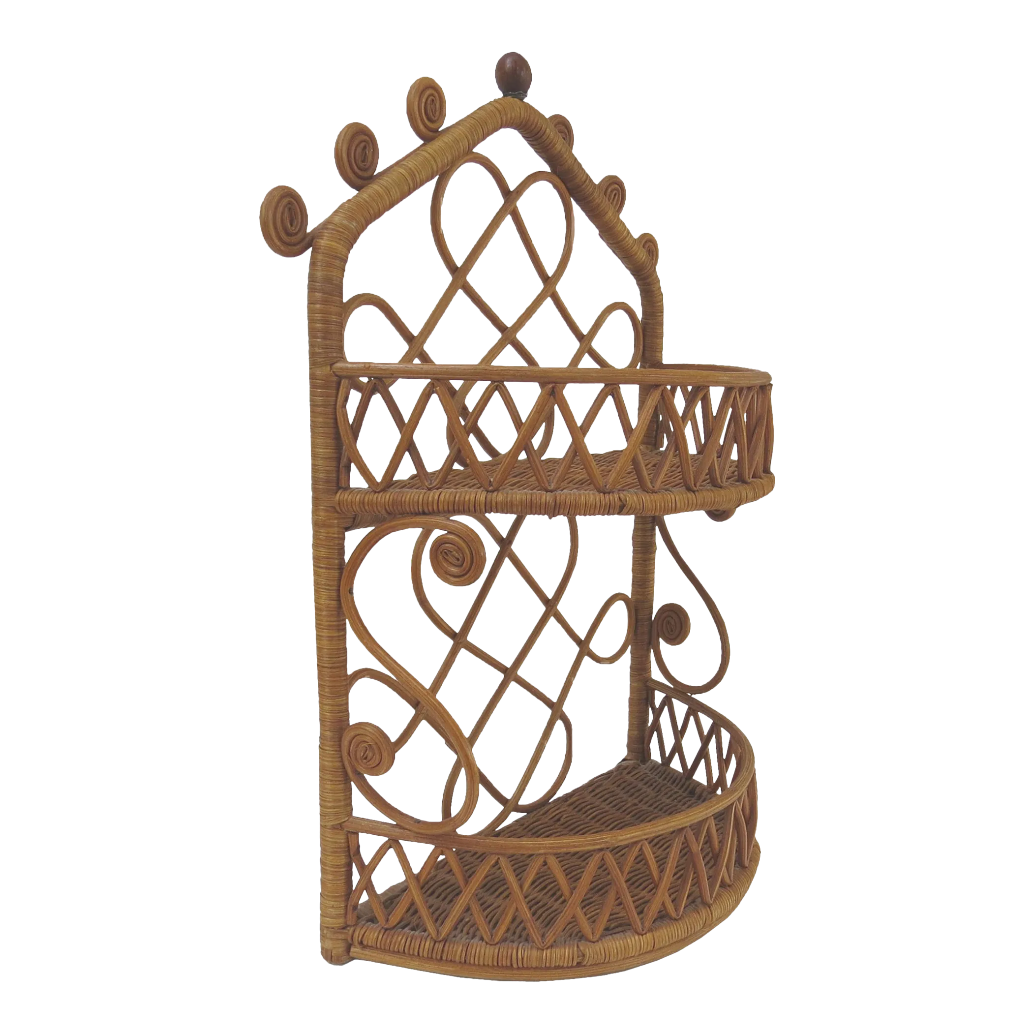 Early 20th Century Rattan Wall Hanging Shelf With Fiddlehead Accents ...