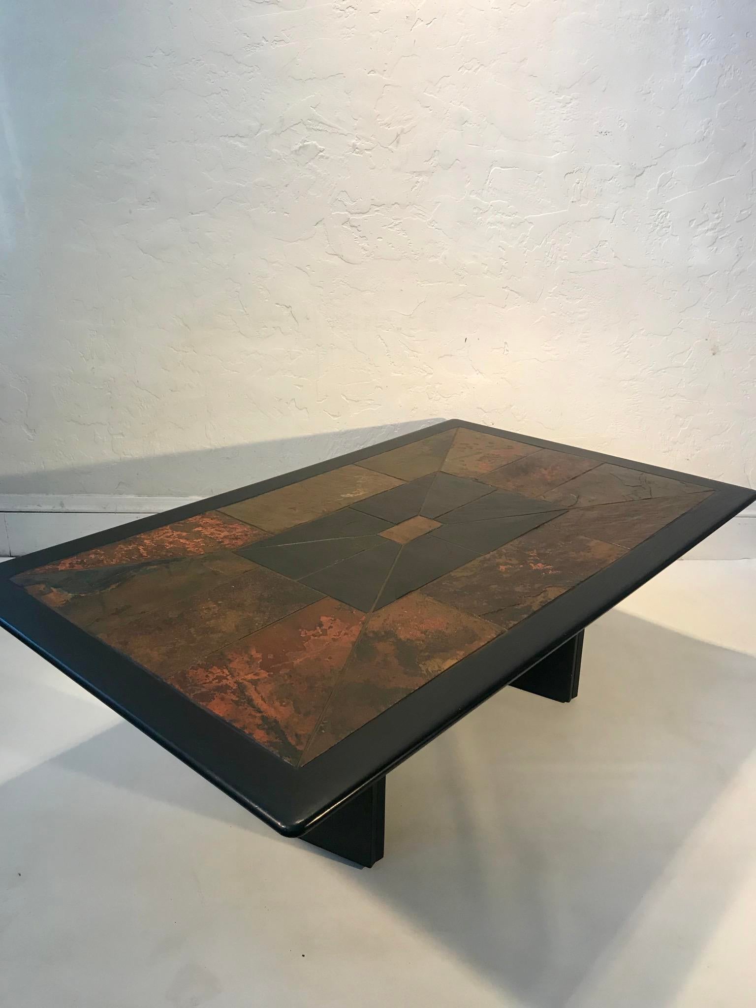 Mid Century Modern Design Slate Stone Coffee Table