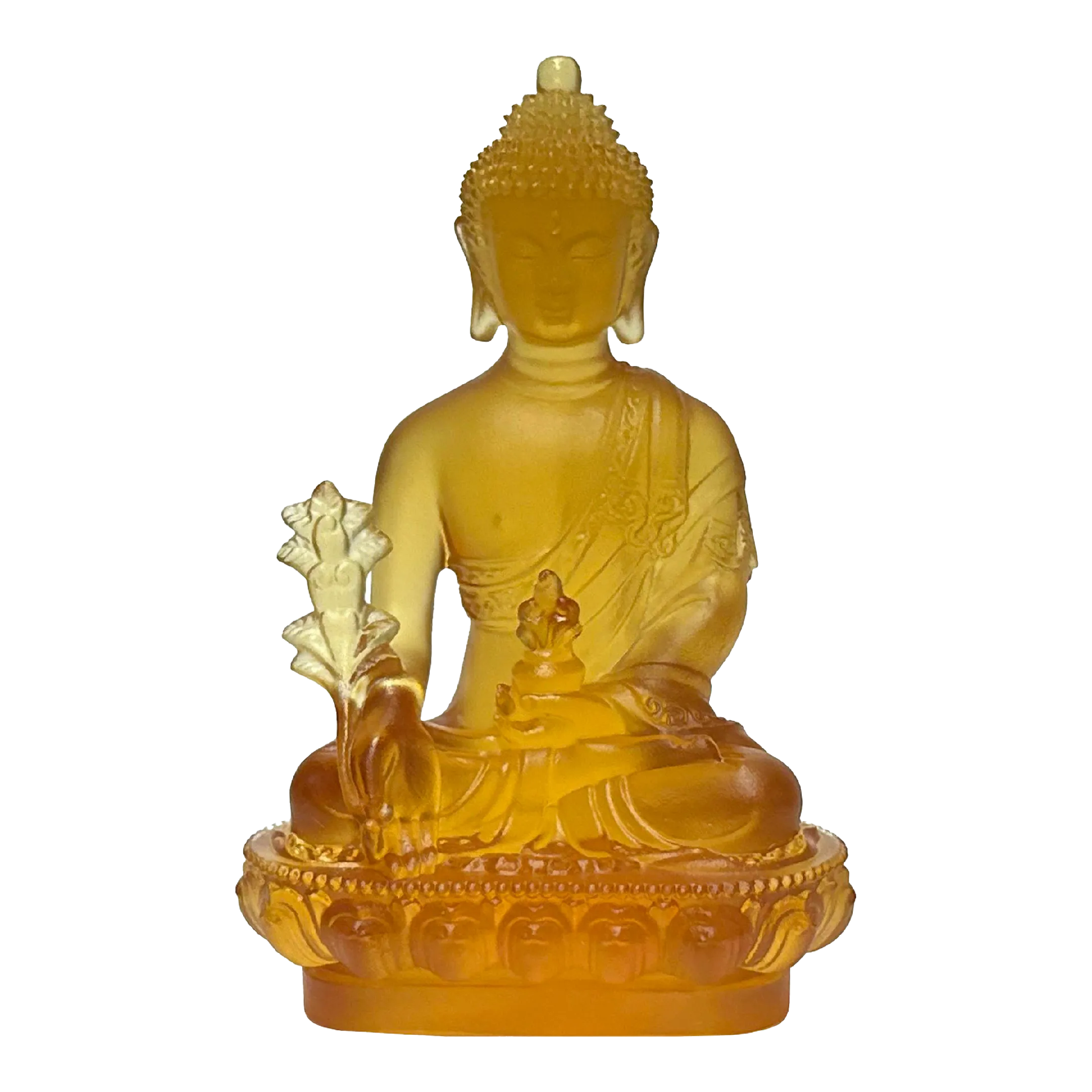 5" Orange Crystal Glass Cross Leg Medicine Amitabha Shakyamuni Buddha ...