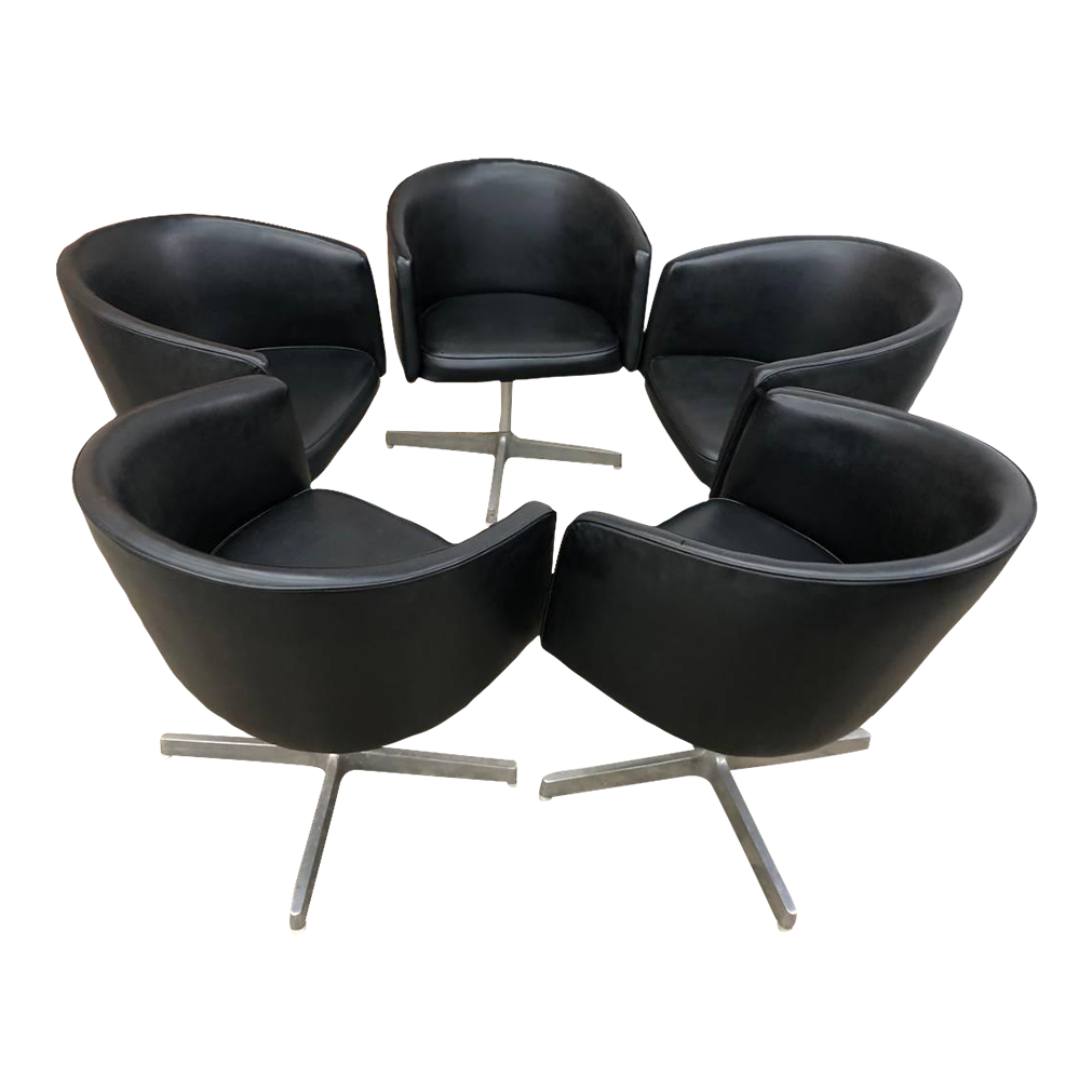 Mid 20th Century Jansko Mid-Century Modern Black Vinyl Bucket Chairs ...