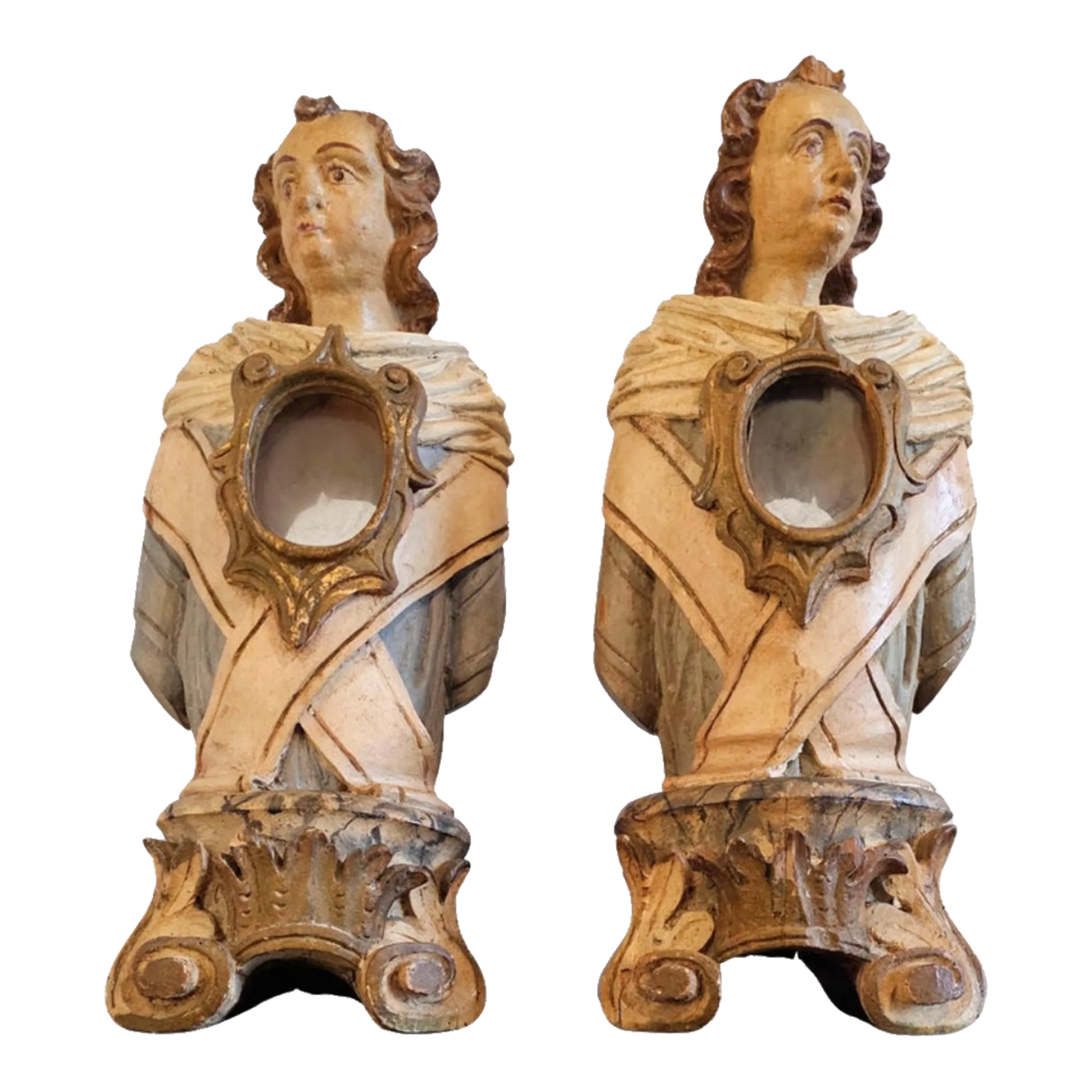 18th Century Italian Baroque Church Altar Reliquary Bust - a Pair ...