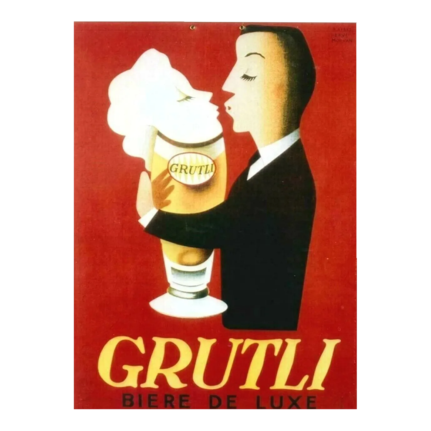 1980 Grutli Biere De Luxe Poster | Chairish