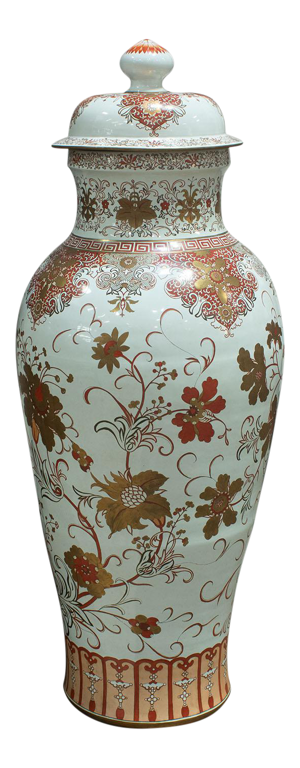 1970s Asian Temple Size Floor Urn With Lid | Chairish