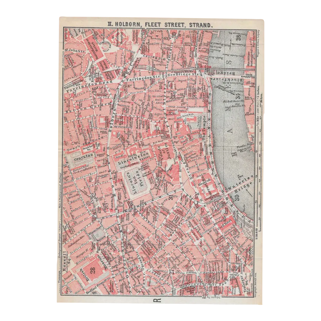 1911 London Street Map Holborn and Fleet Street | Chairish