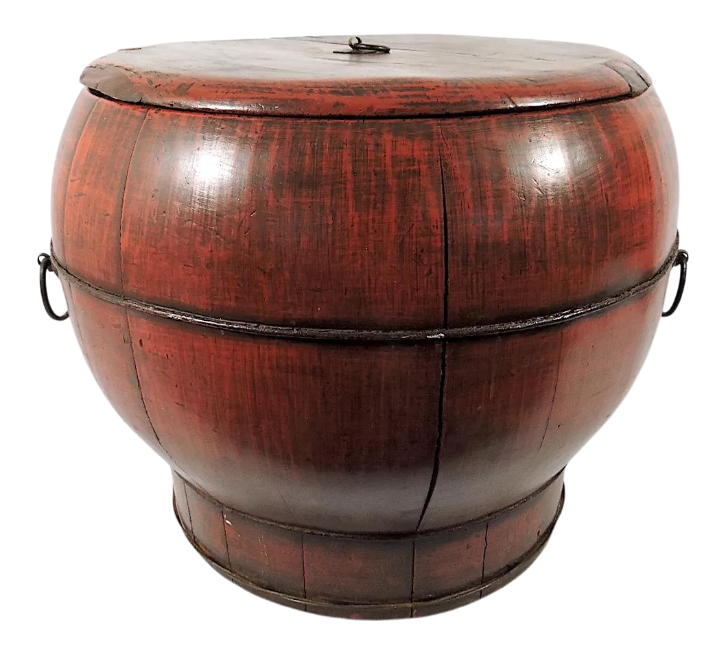 Antique Chinese Elm Wood Storage Box With Antiquities Seal | Chairish