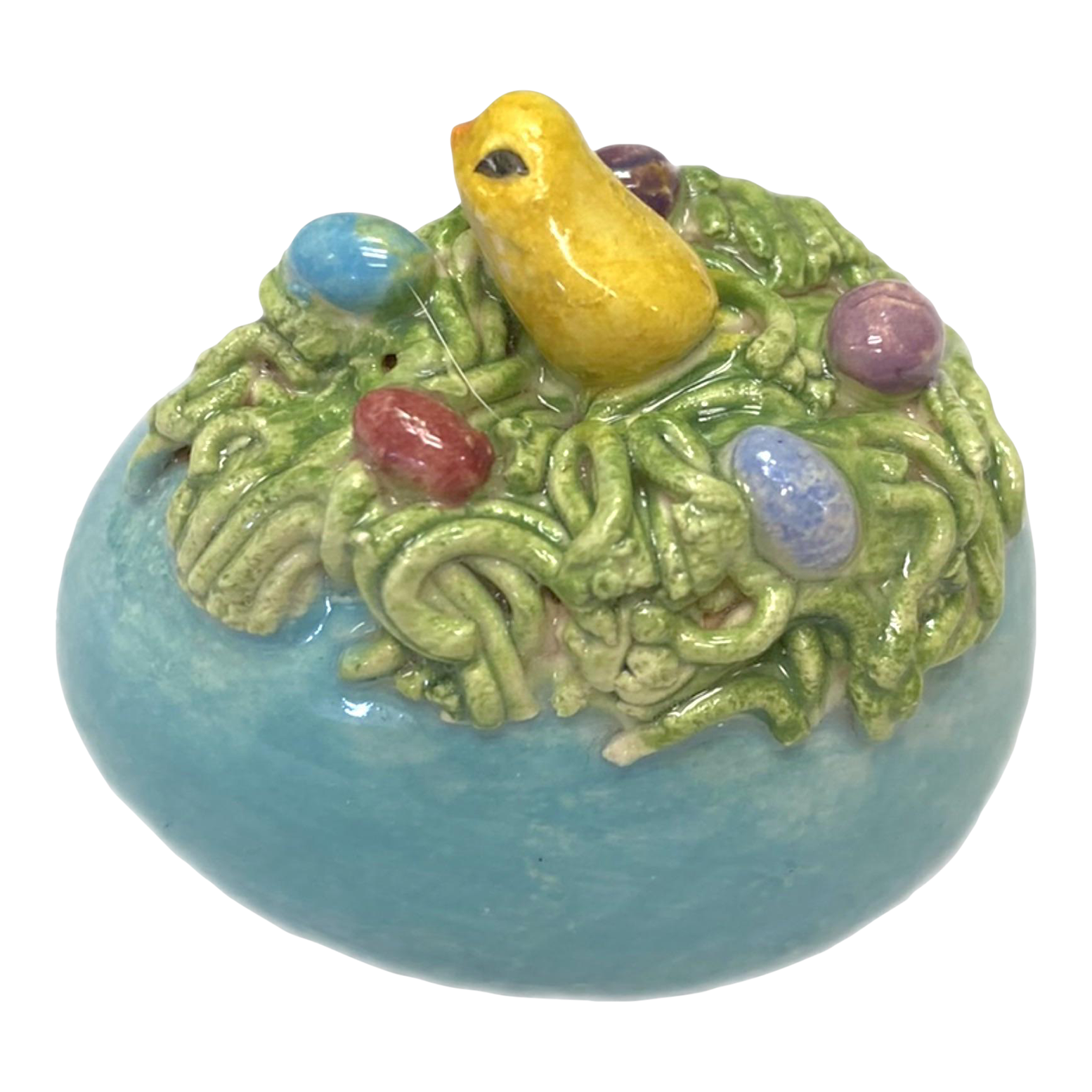 Vintage 20th Century Easter Blue Egg With Baby Chick Signed Bonnie ...
