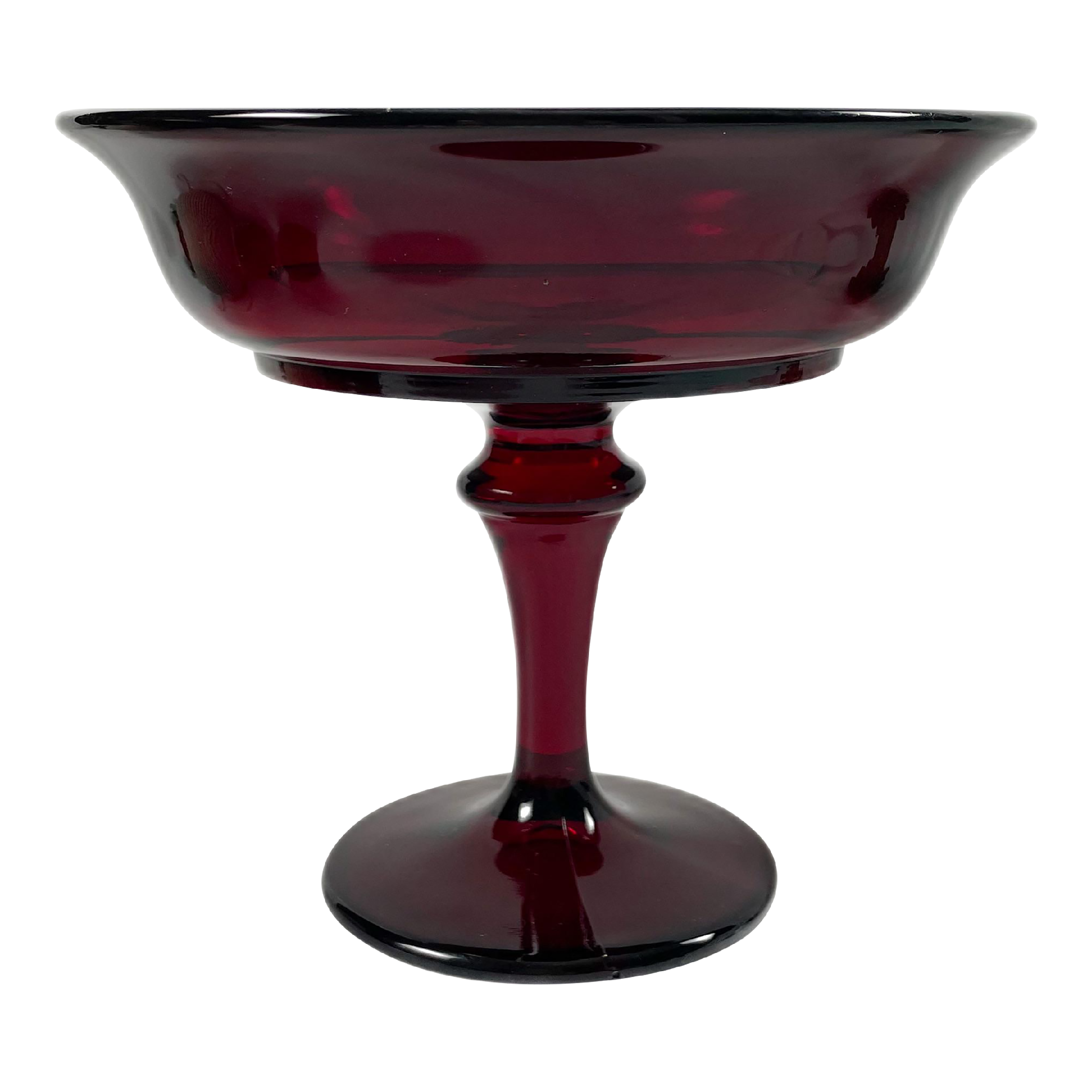 Vintage Ruby Red Glass Pedestal Serving Bowl | Chairish