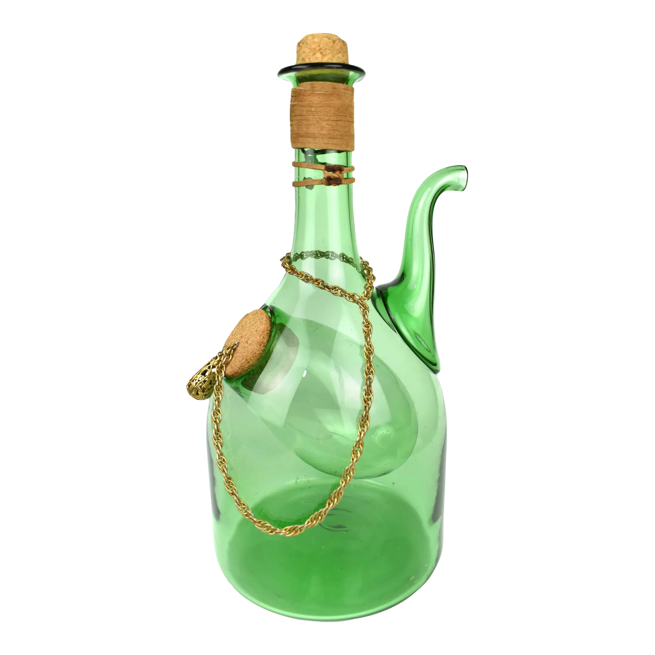 Vintage Hand Blown Italian Green Glass Wine Decanter Carafe With Ice ...