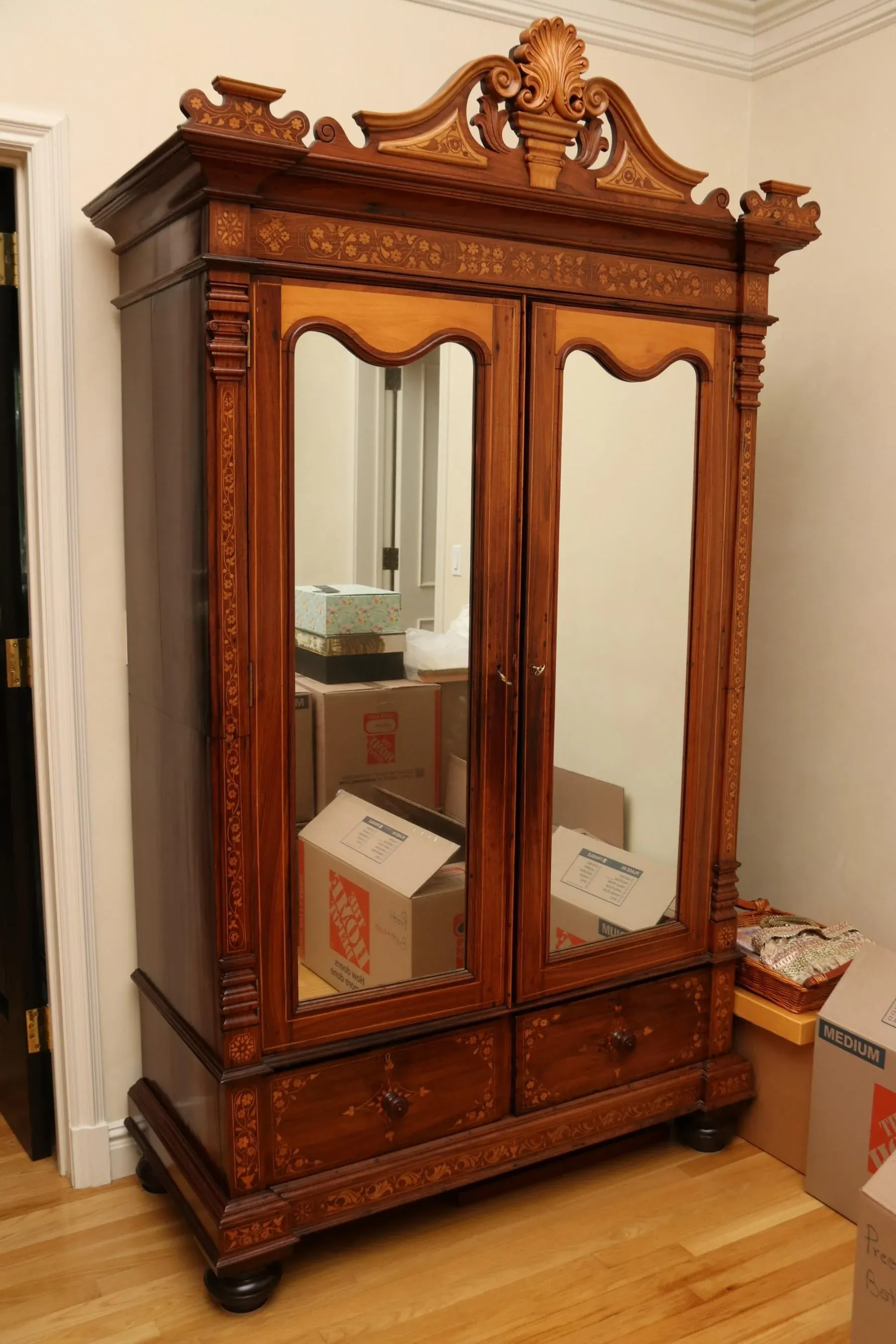 Antique armoire with mirror door store