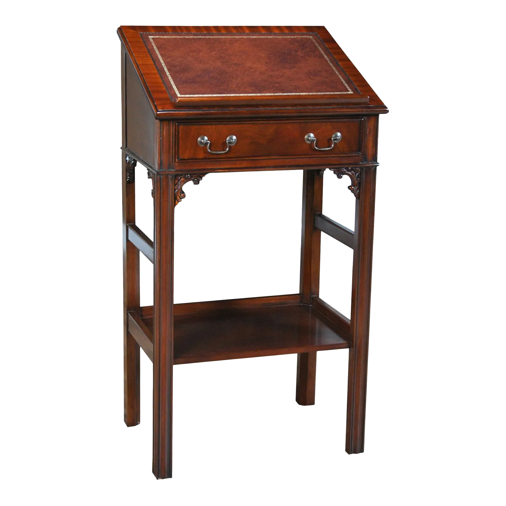 Mahogany and Leather Lectern | Chairish