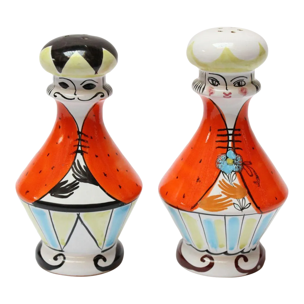 Mid-Century Italian Modern "King and Queen" Ceramic Salt and Pepper ...