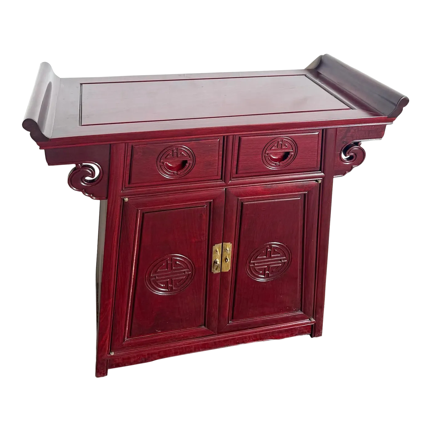 Chinese Carved Rosewood Altar Console Table | Chairish