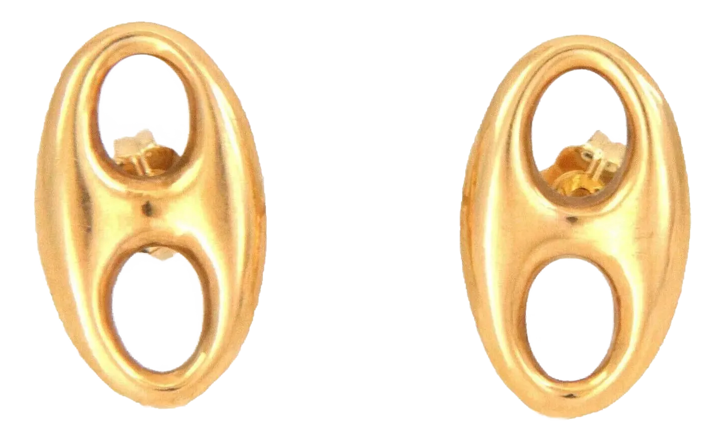 Gucci 18k Yellow Gold Puffed Link Earrings - 2 Pieces | Chairish