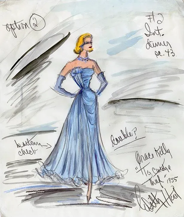 16x20 Print of Original Costume Sketch by Edith Head for Grace Kelly ...