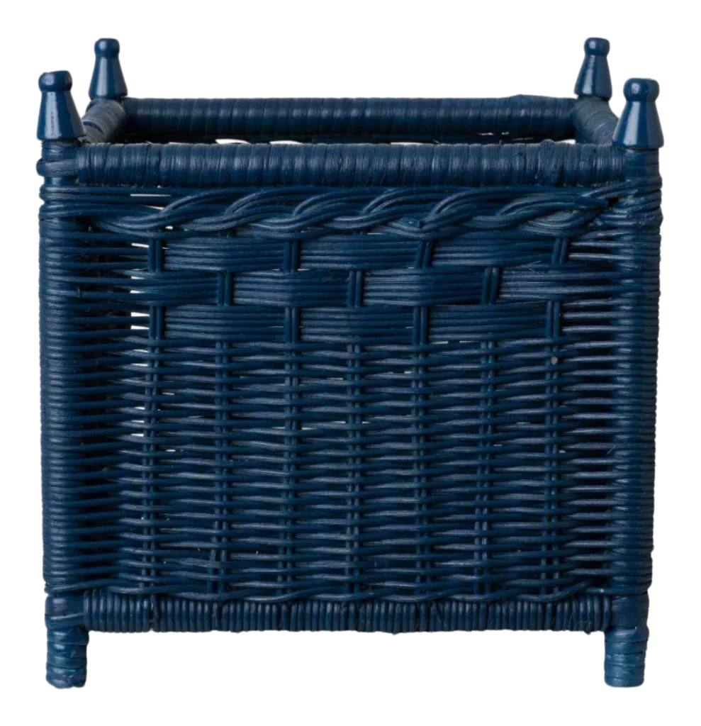 Wicker Box Planter in Navy, Large | Chairish