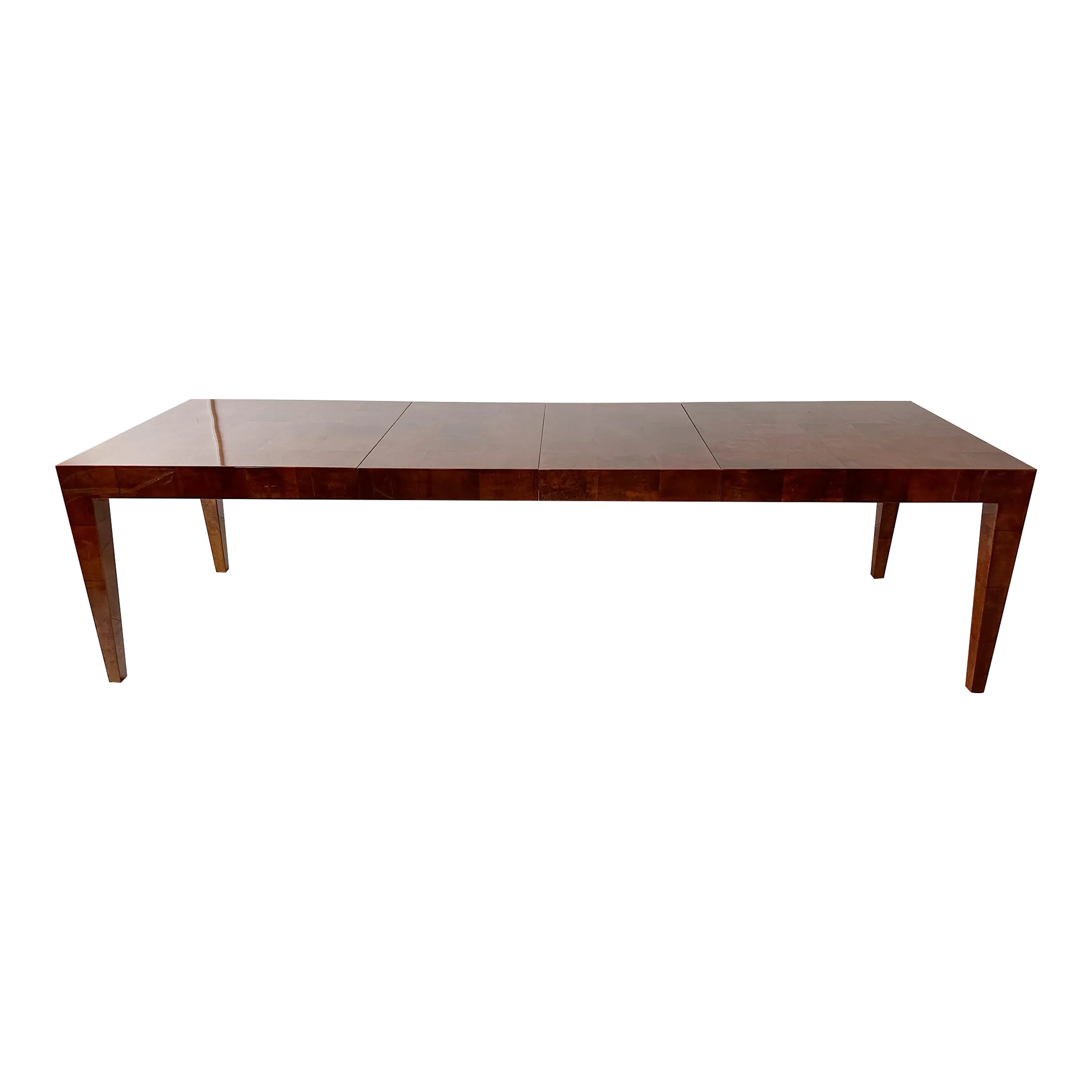 Vintage Large Narrow Goatskin Burnt Umber Dining Table 9 Feet Long ...