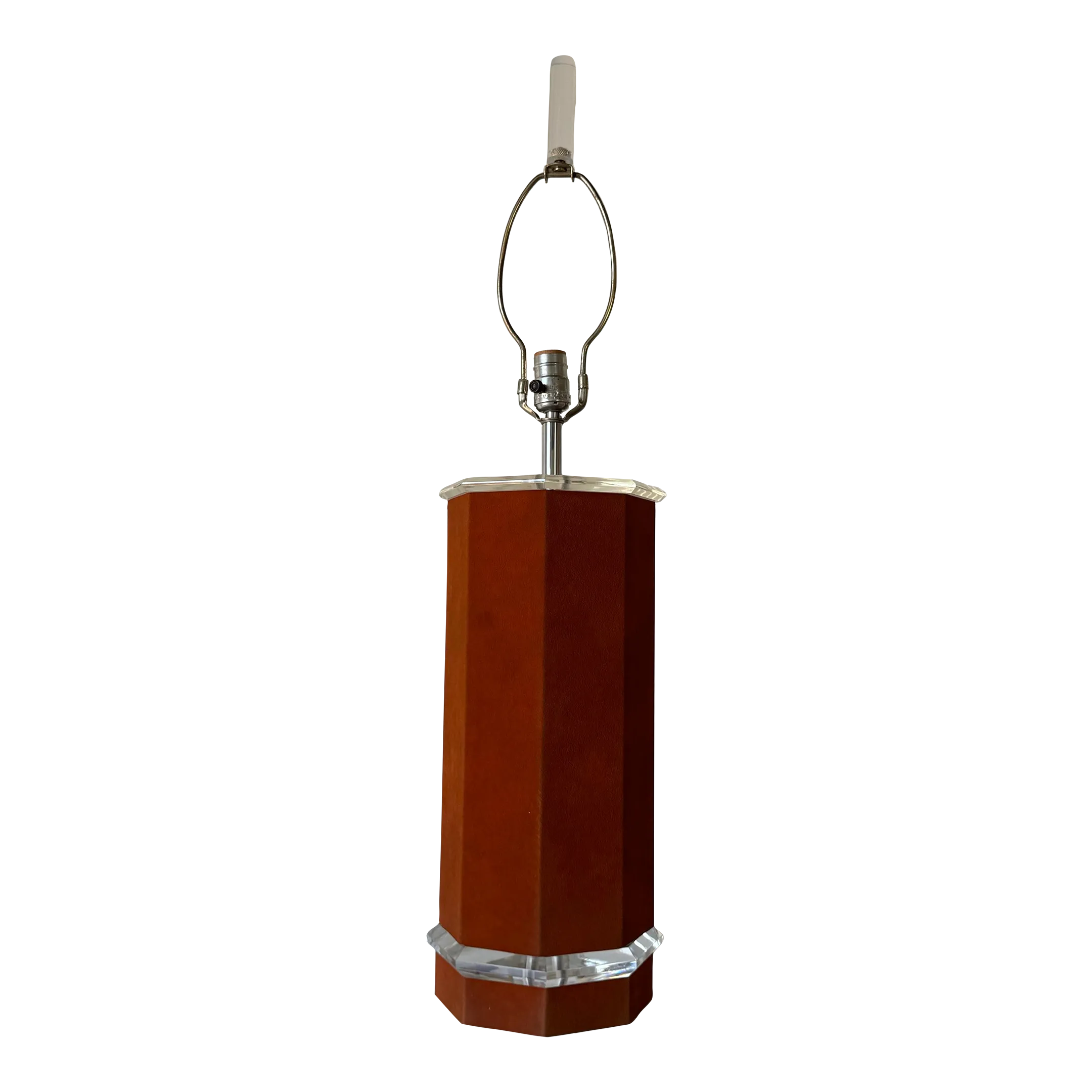 Vintage Italian Lucite & Burnt Orange Suede Leather Wrapped Table Lamp ...