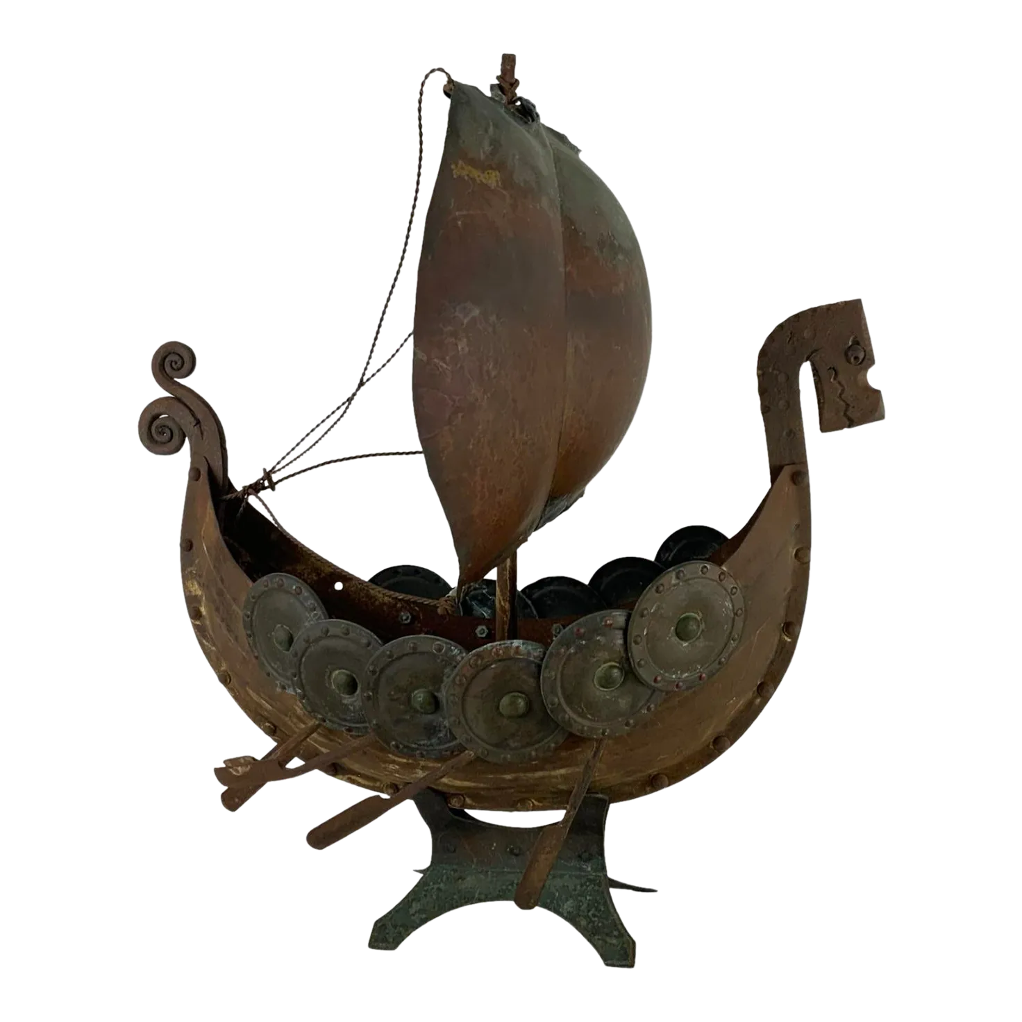 Vintage Metal Viking Ship | Chairish