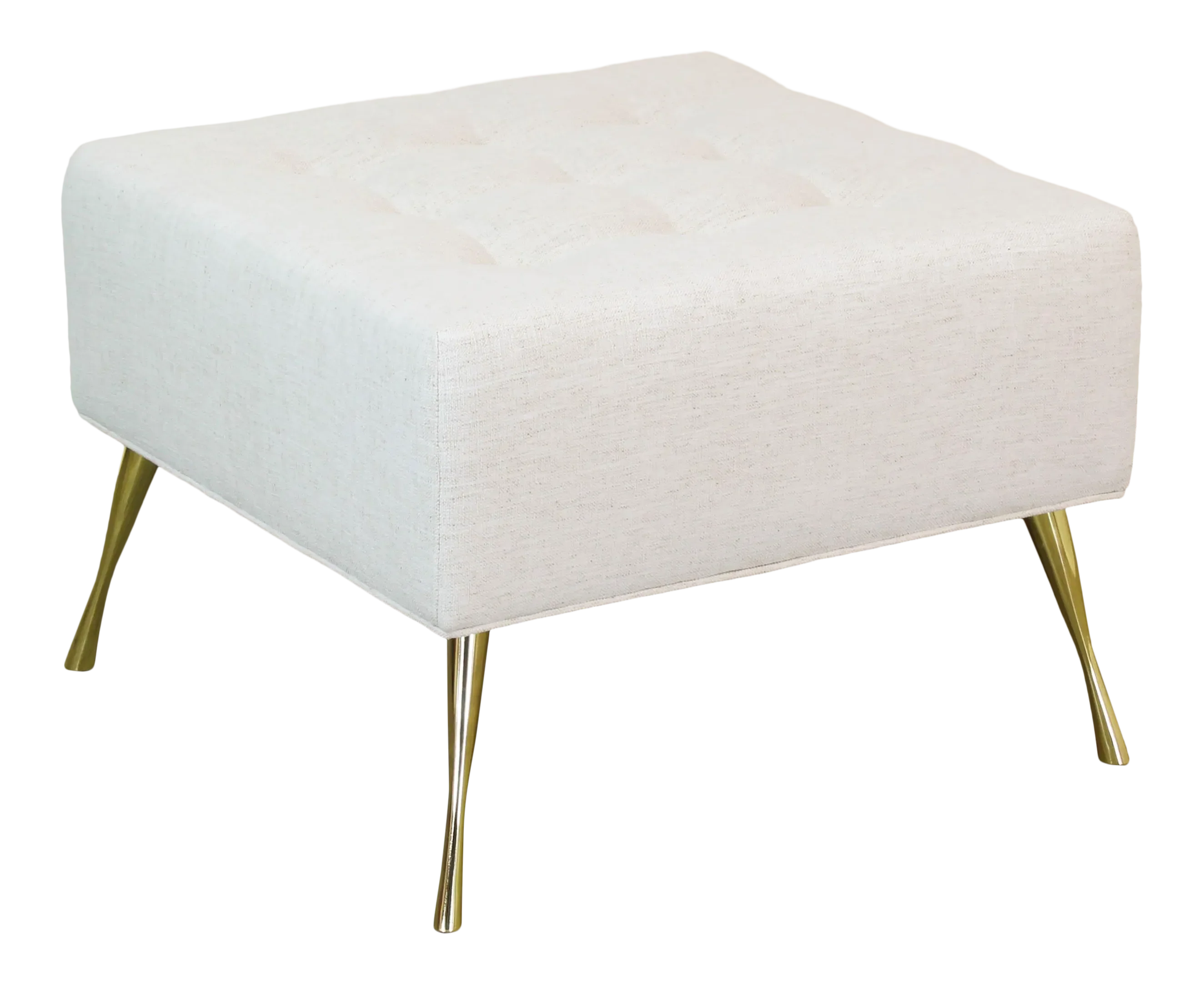 Cream Ottoman, Chenille Ottoman, Italian Style Ottoman, Brass Ottoman ...
