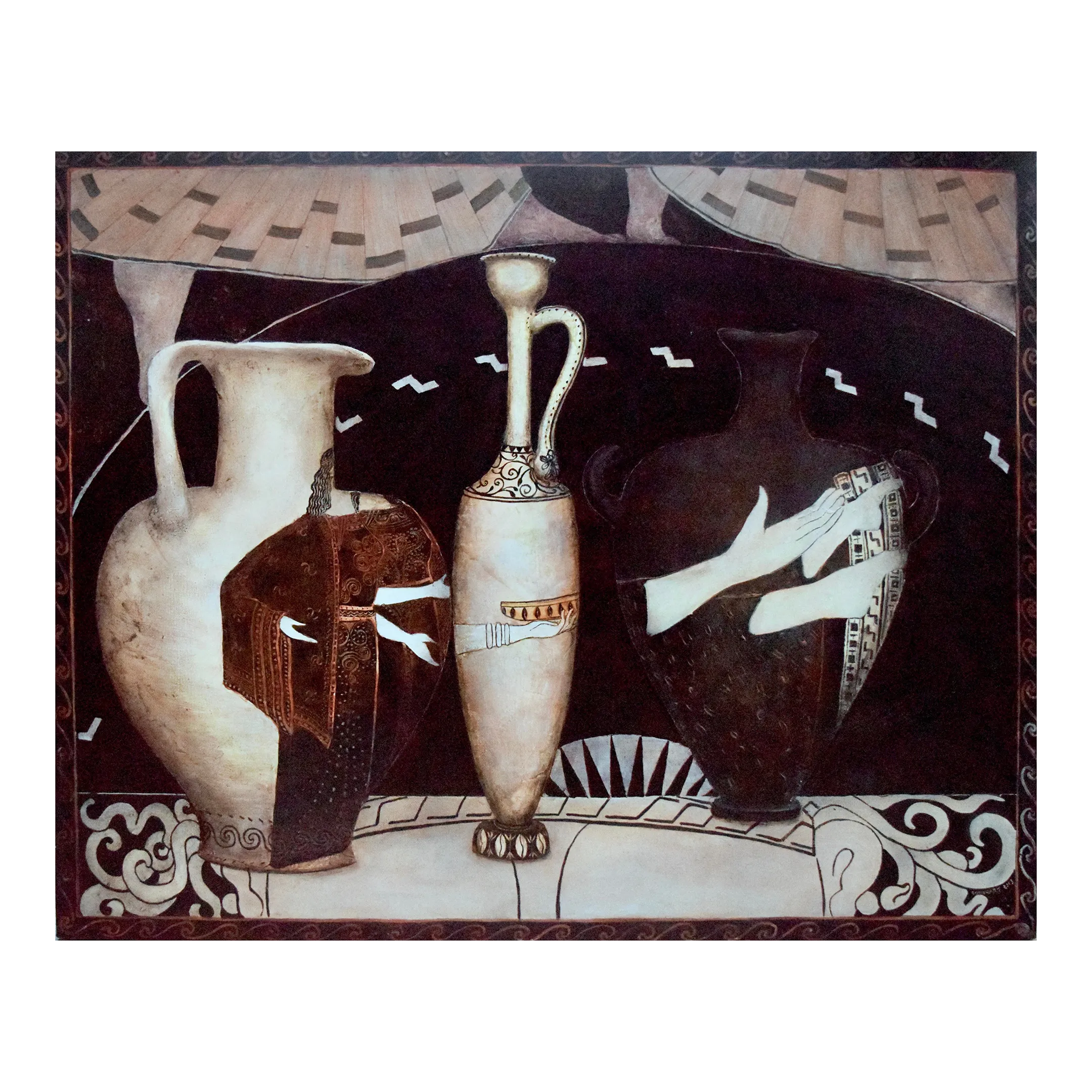 Contemporary Oil Painting, Neutral Tones, Ancient Inspired, "Three ...