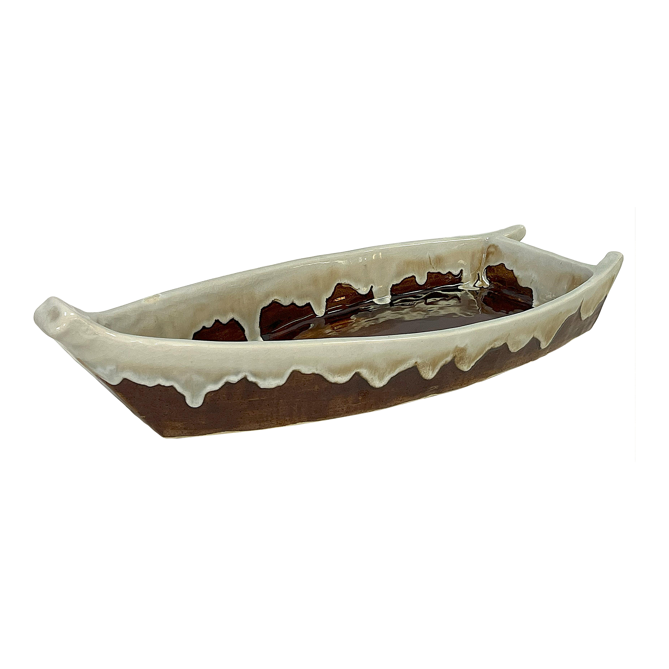 Vintage Artisan Crafted Heavy Pottery Boat Centerpiece Dish | Chairish
