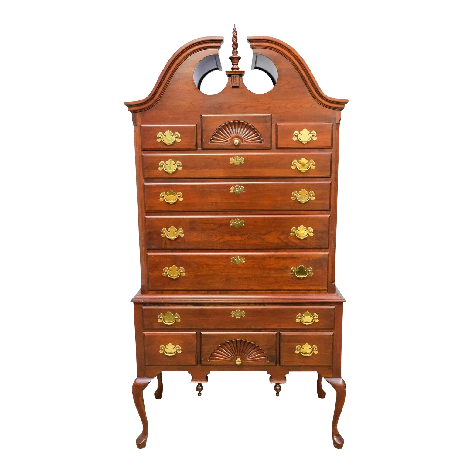 Mid 20th Century Colonial Furniture Solid Cherry Queen Anne Highboy ...