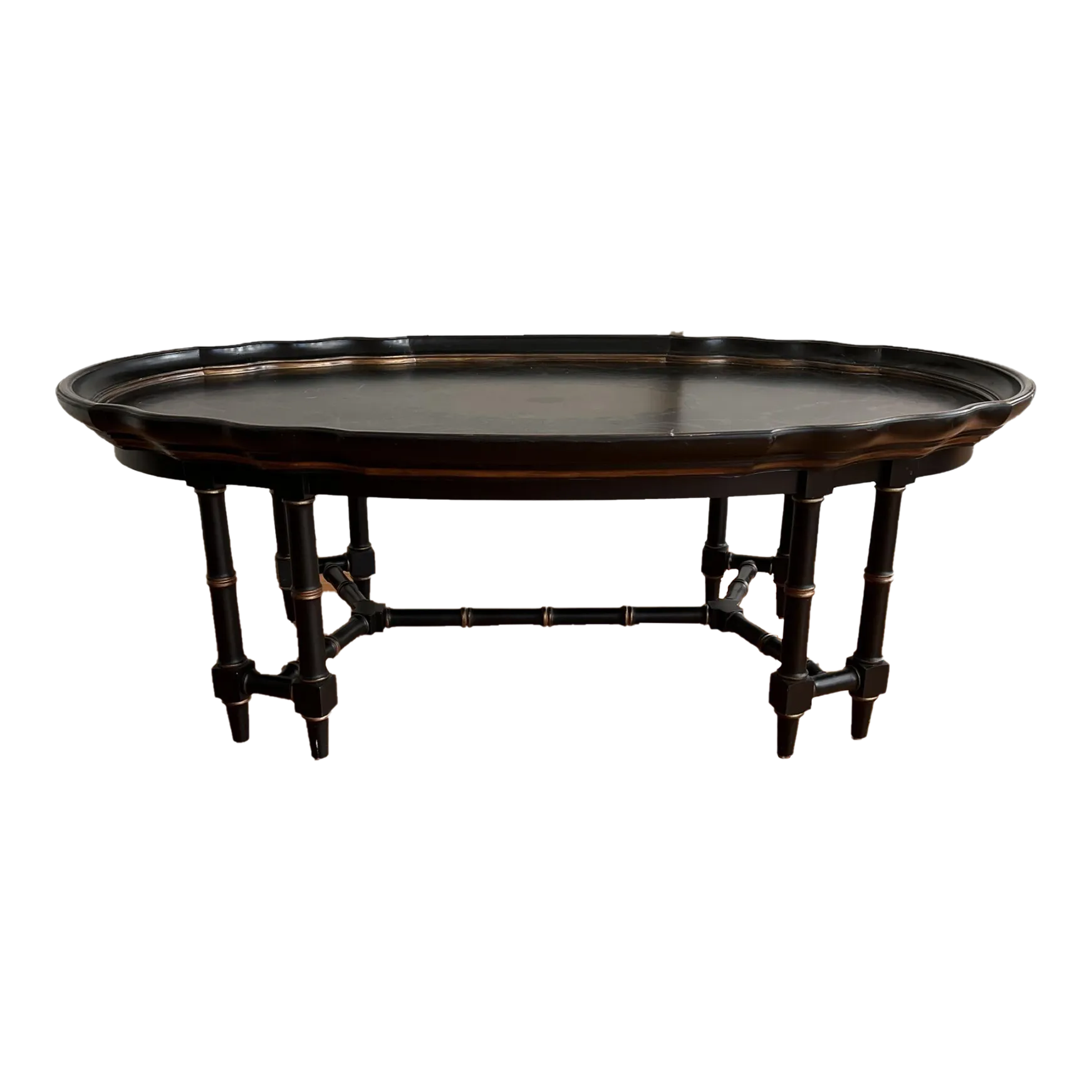 Mid 20th Century Maitland Smith Ebonized Hand-Painted Pie Crust Coffee ...