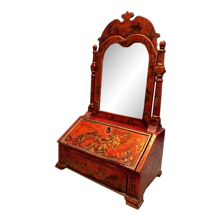 English Chinoiserie Table Mirror Slant Top Front | Chairish