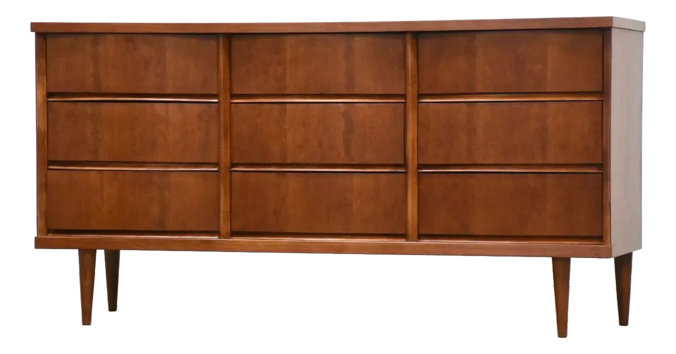 1960s Refinished Cherry Bassett Dresser | Chairish