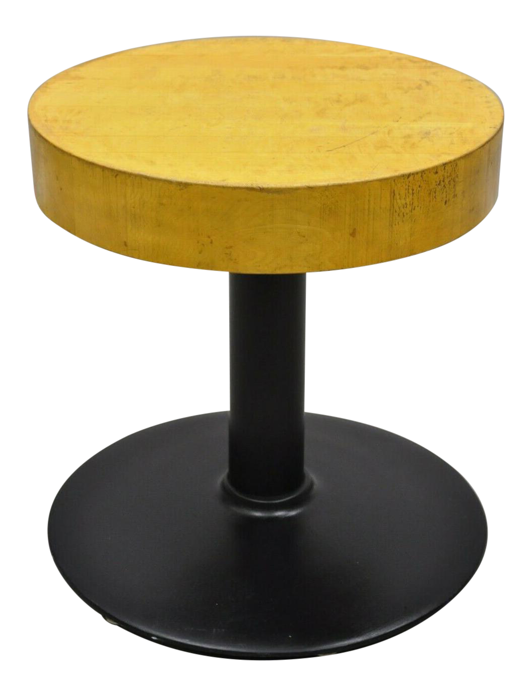 Vintage Industrial Round Butcher Block Wood 18" Cast Iron Pedestal Base ...