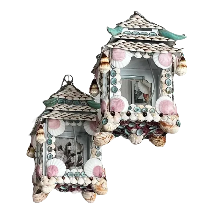 Contemporary Christa's South Seashells Chinoiserie Lanterns - a Pair ...