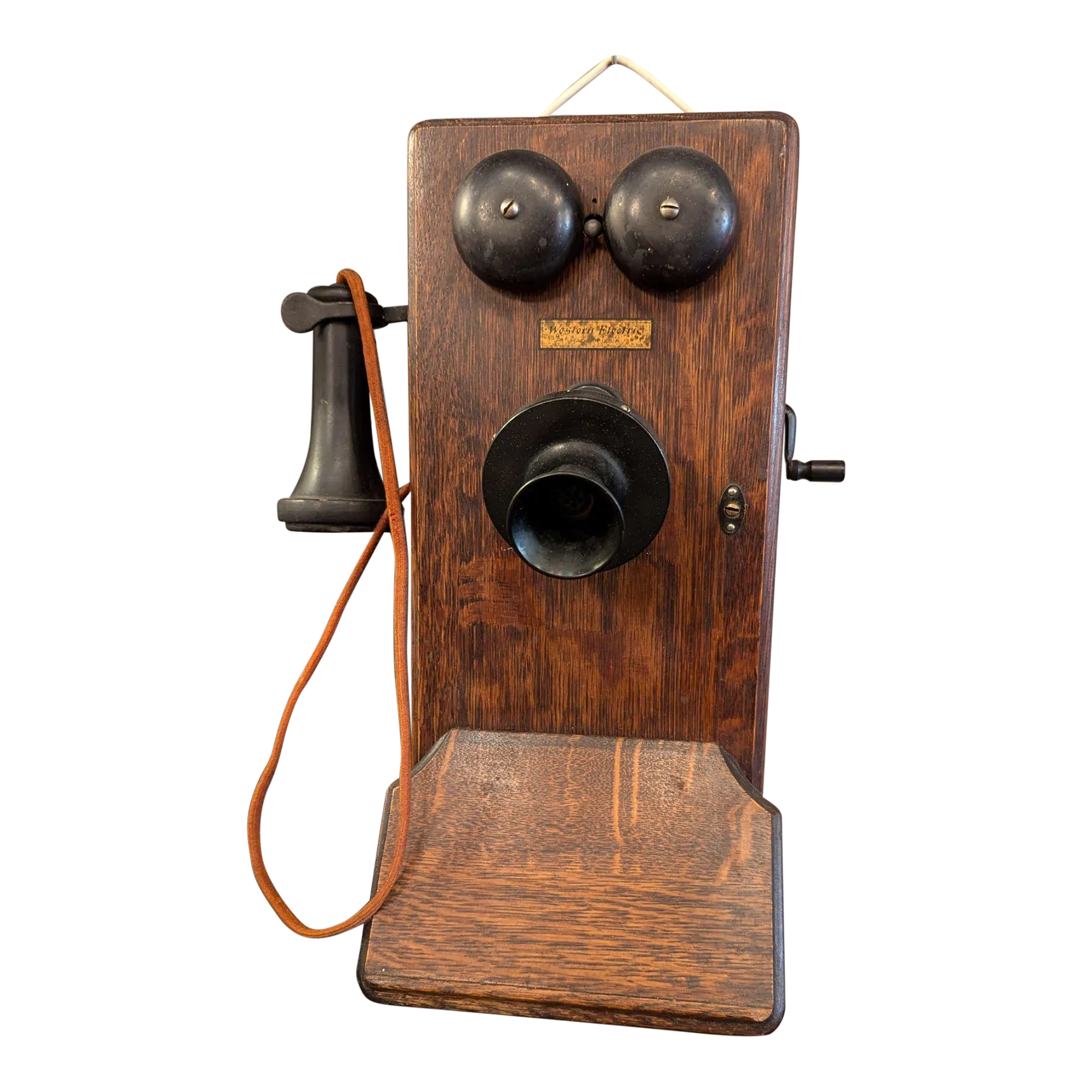 Antique Oak Crank Phone | Chairish
