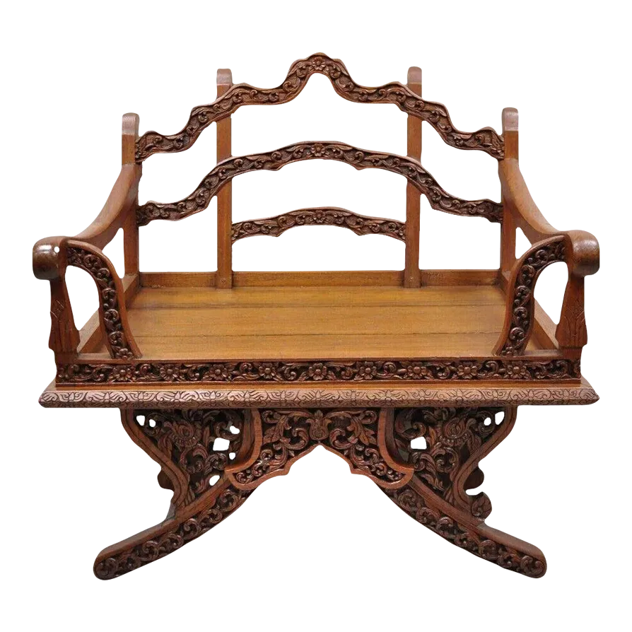Late 20th Century Vintage Chinoiserie Carved Teak Wood Howdah Elephant ...