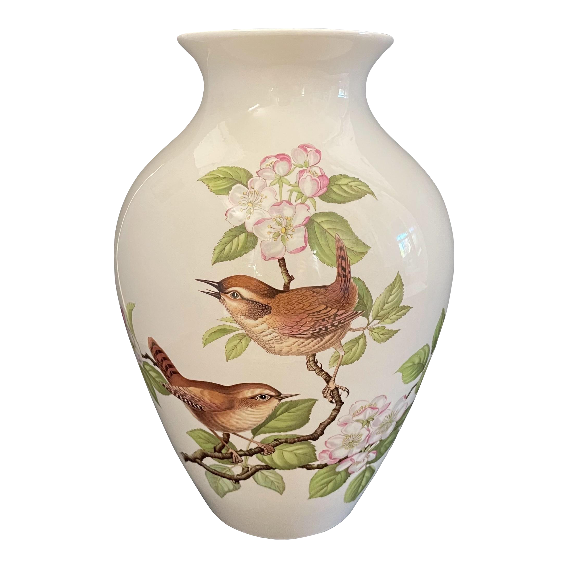Vintage Spode Wren Bird Vase With Blossoms. England | Chairish