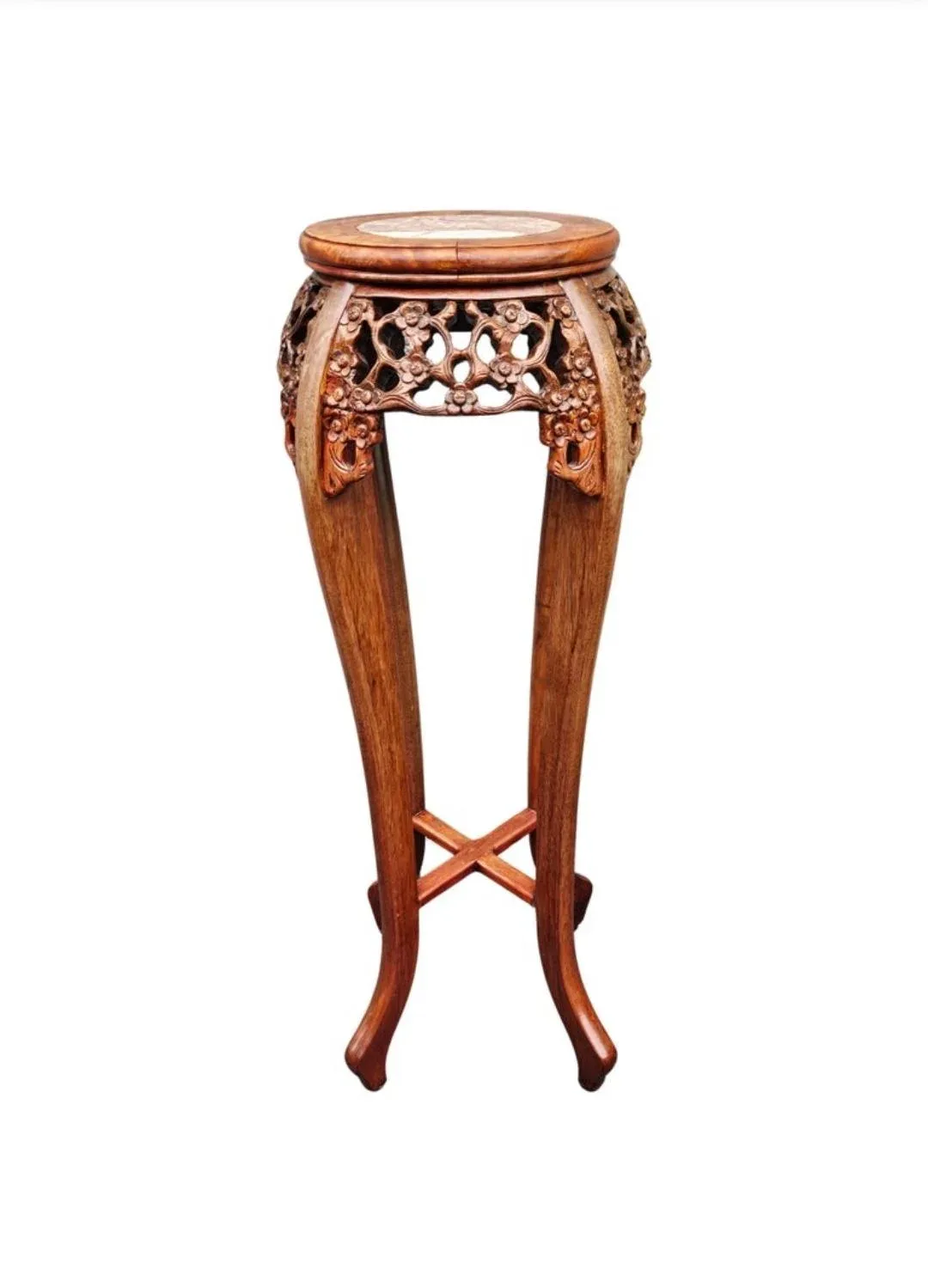 Antique Chinese Carved Wood Pedestal Stand