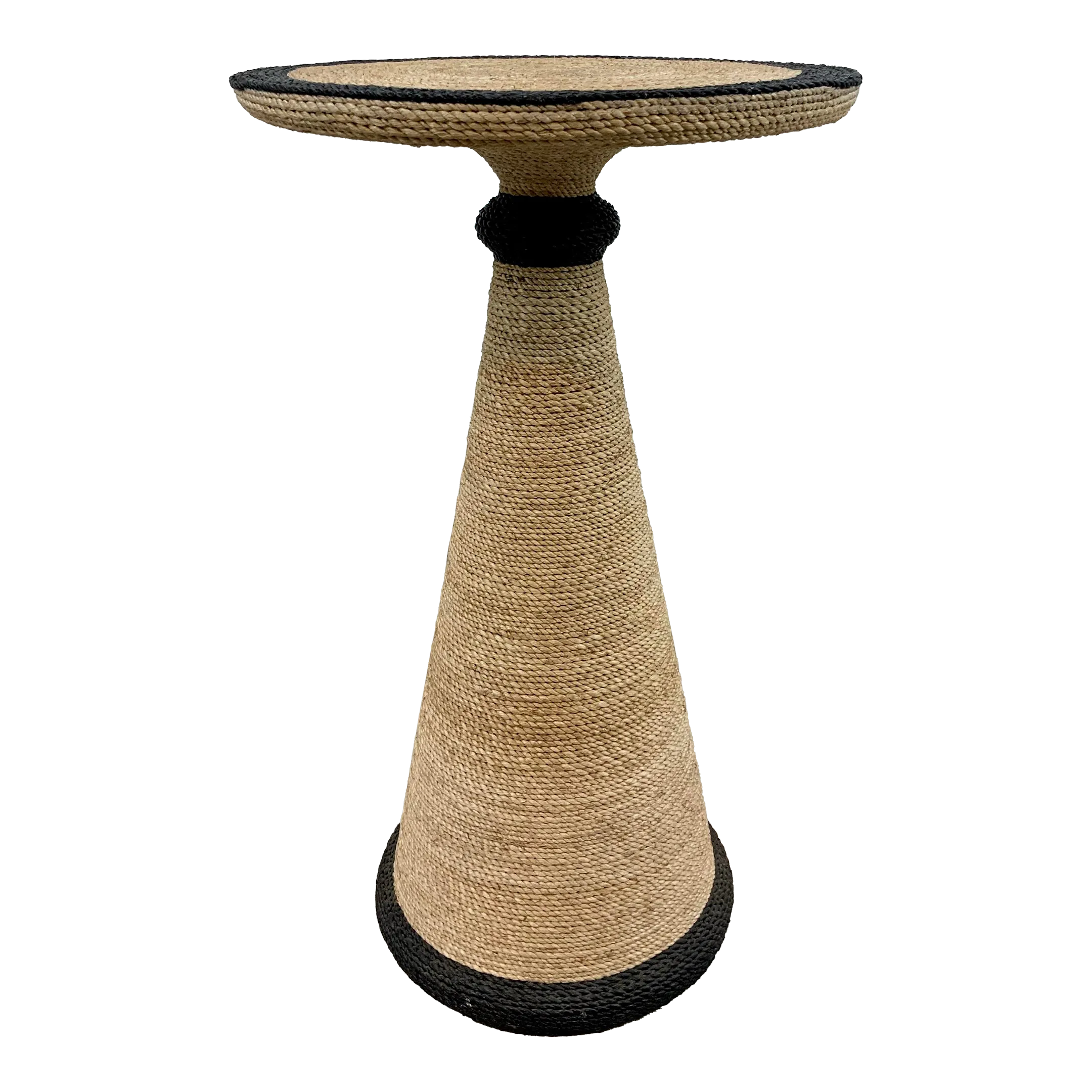 Currey & Co. Organic Modern Black and Natural Rope Accent Table ...