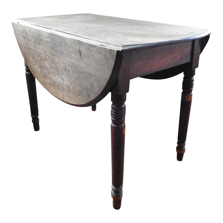 Antique Primative Rustic Pine Drop Leaf Table | Chairish