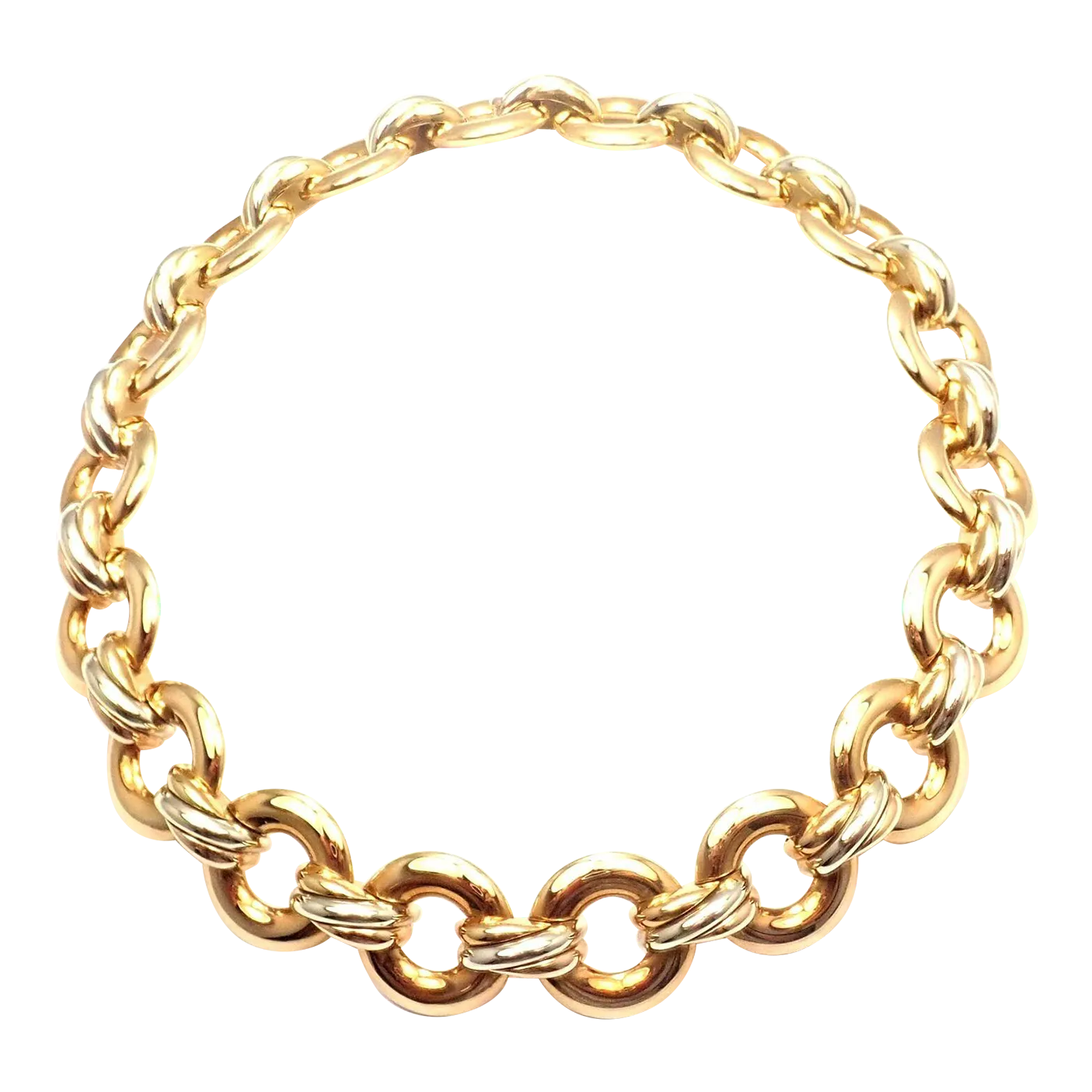 Cartier Trinity 18k Multi Color Gold Round Link Necklace | Chairish