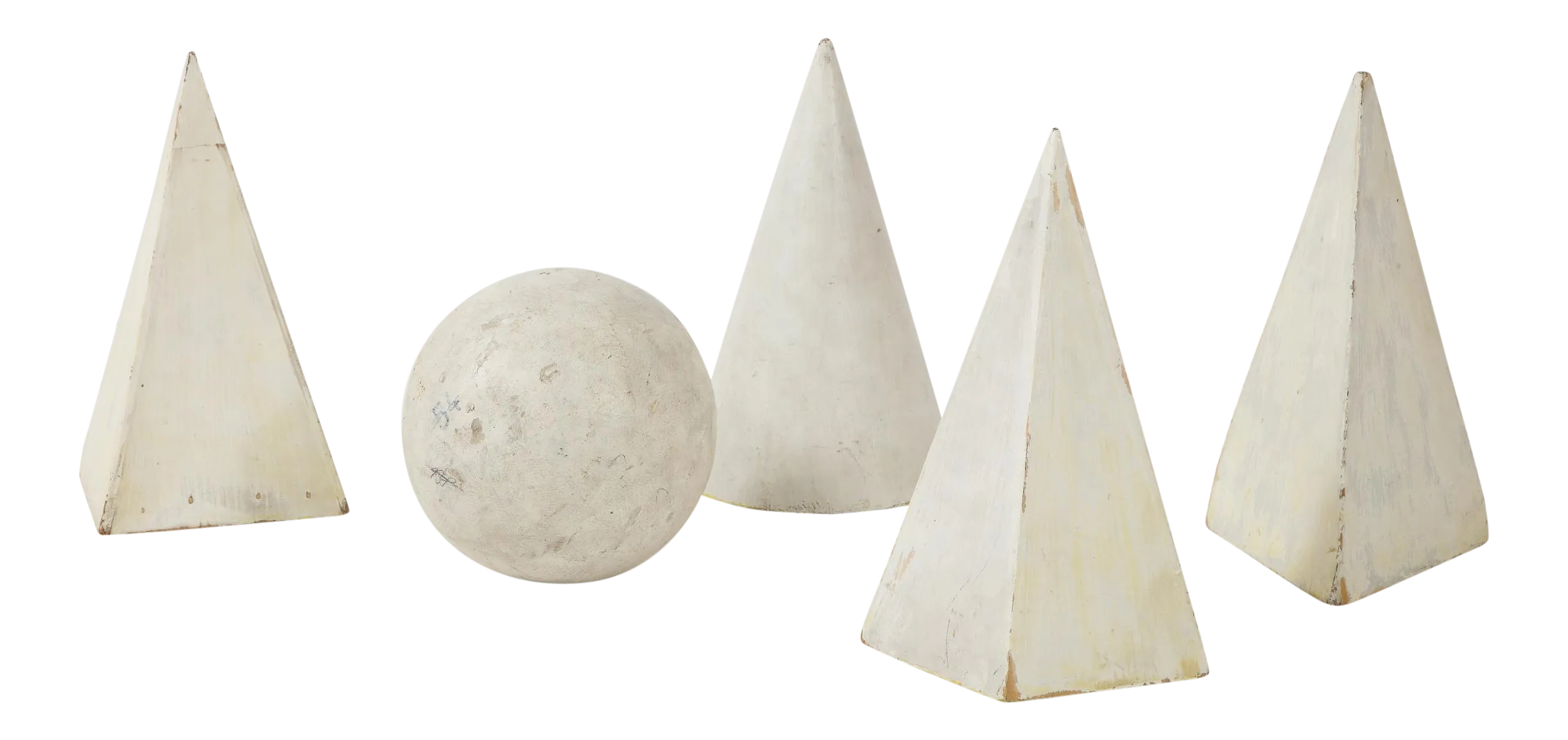 White Painted Wooden Geometric Molds - Set of 5 | Chairish