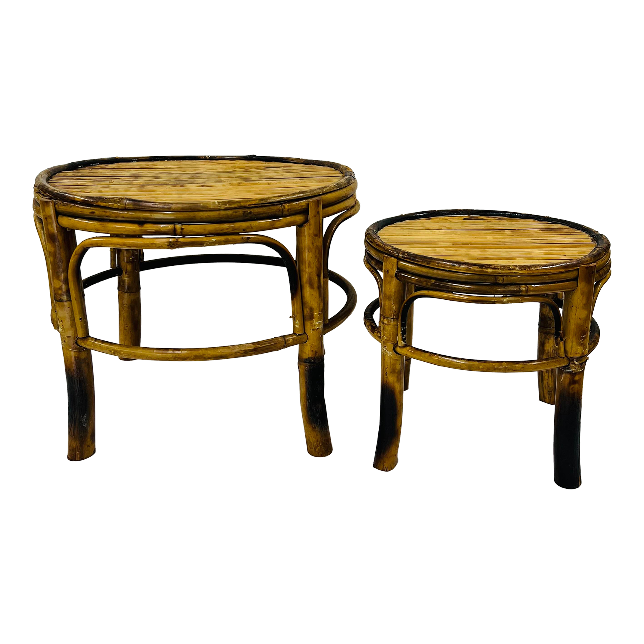 Mid Century Burnt Bamboo Plant / Display Stands, a Pair | Chairish