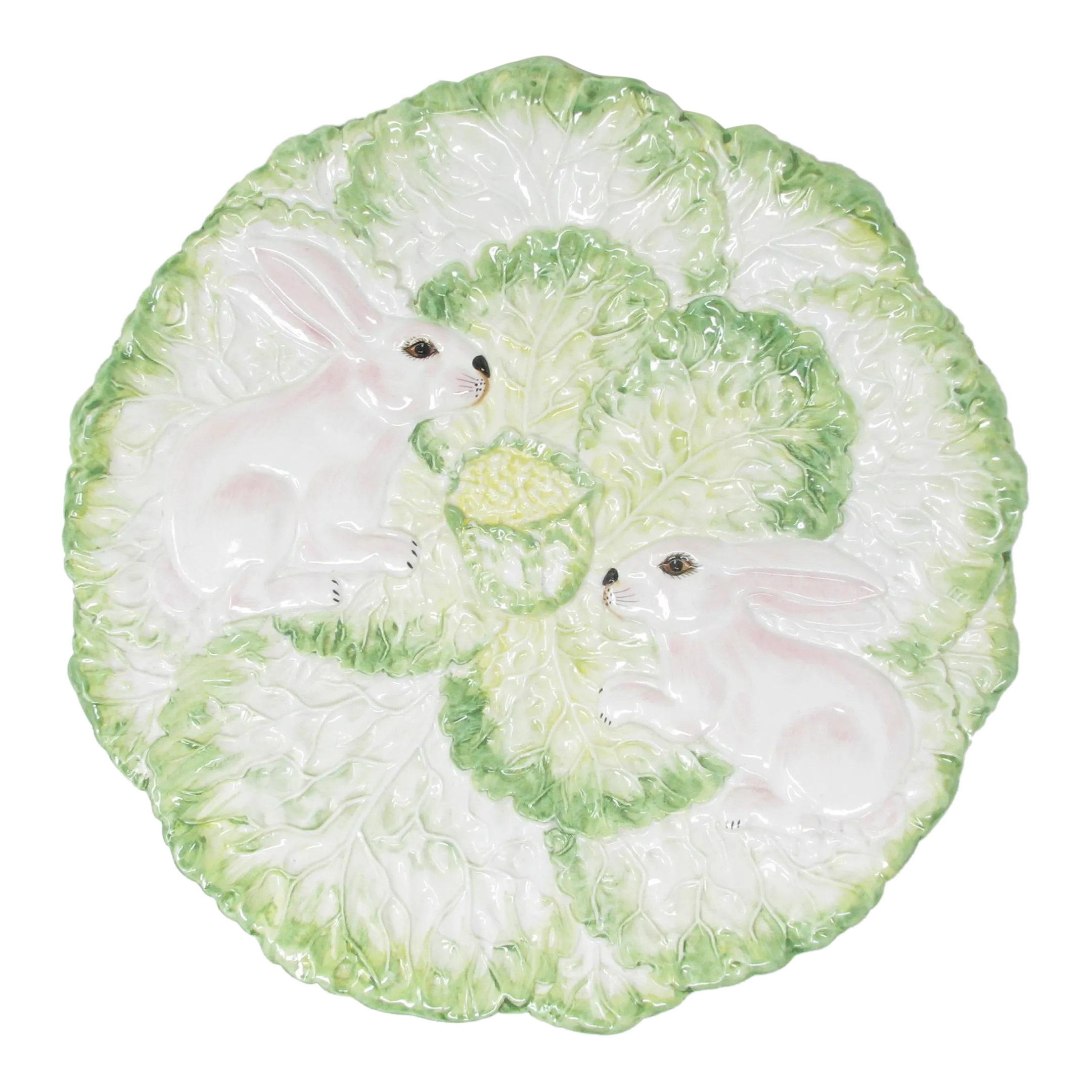 Vintage Large Italian Ceramic Platter With Hand-Painted Rabbits and ...