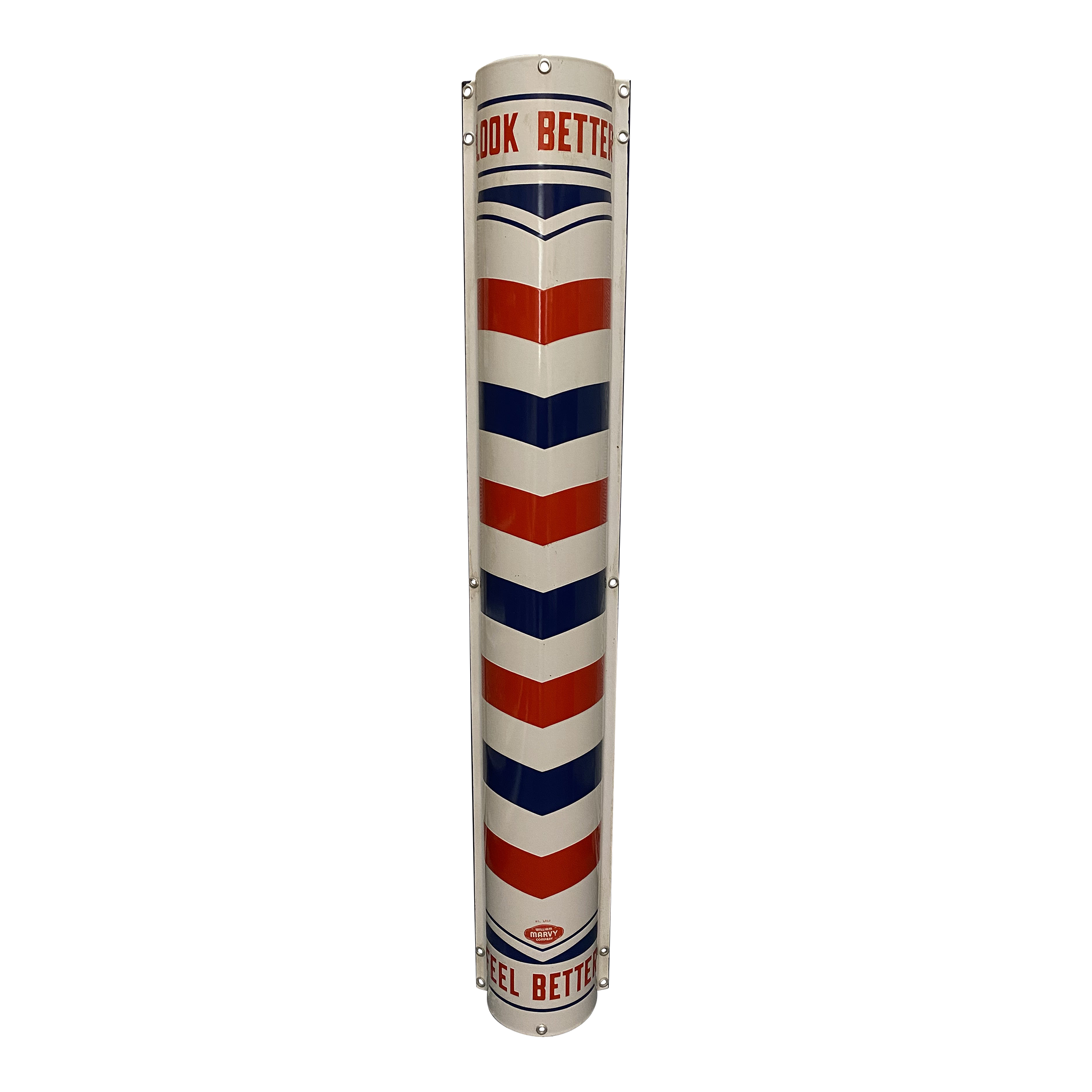 Vintage William Marvy Company Enameled Barber Sign | Chairish