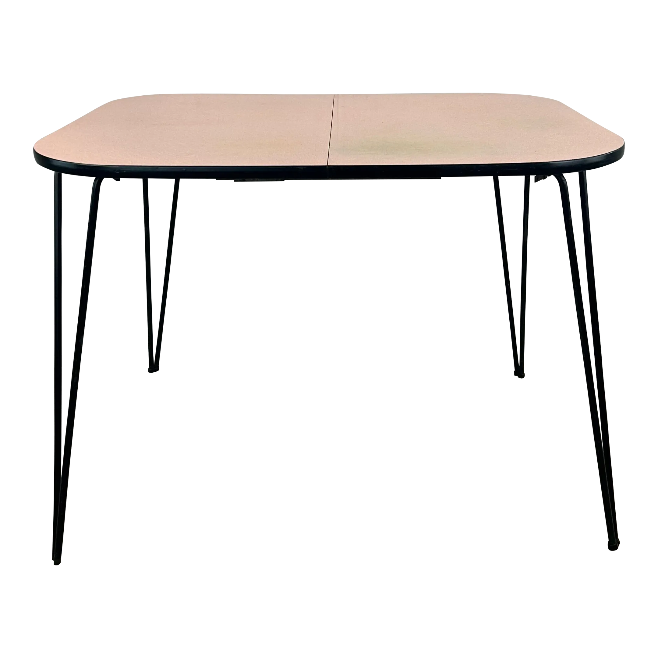 Mid Century Modern Pink Formica Kitchen Table With Hairpin Legs | Chairish