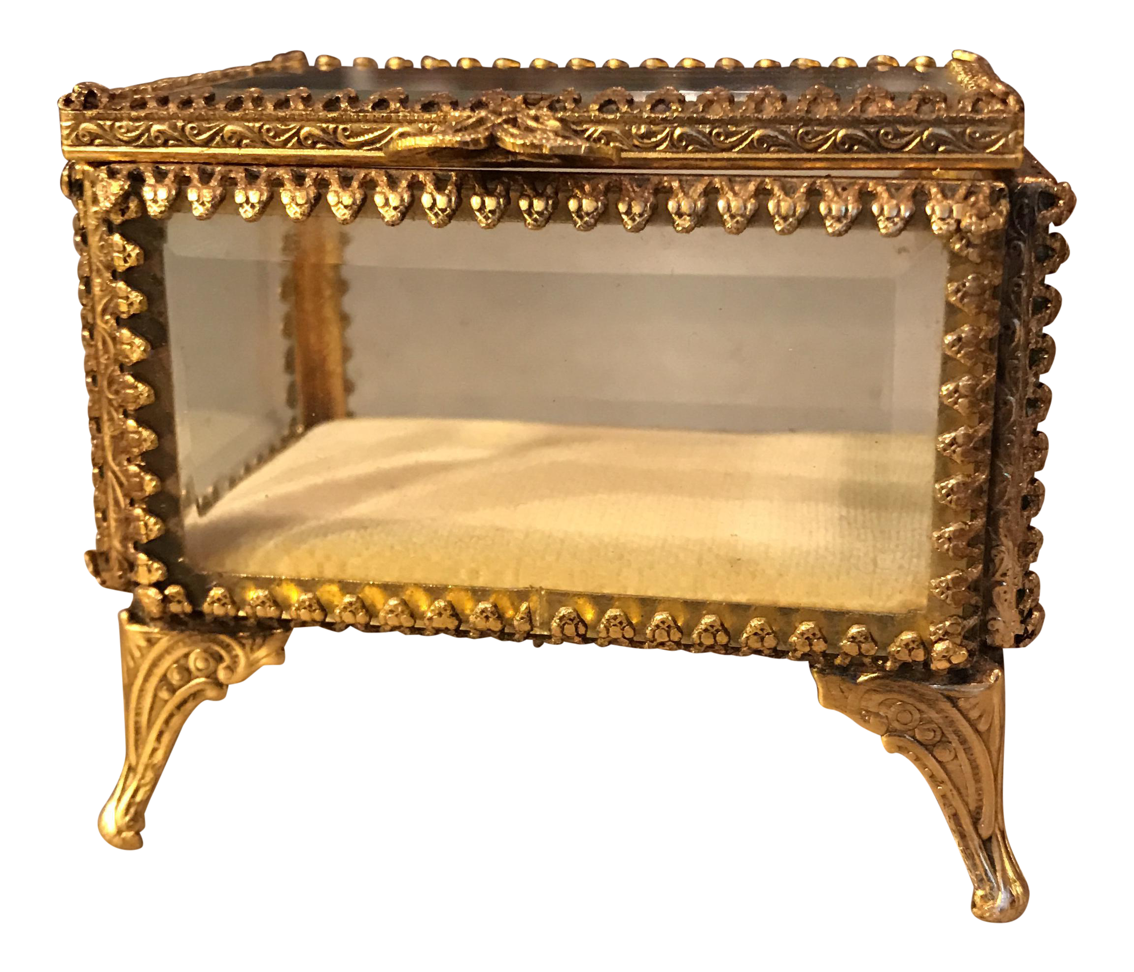 Hollywood Regency Gold Filigree Jewelry Trinket Box | Chairish