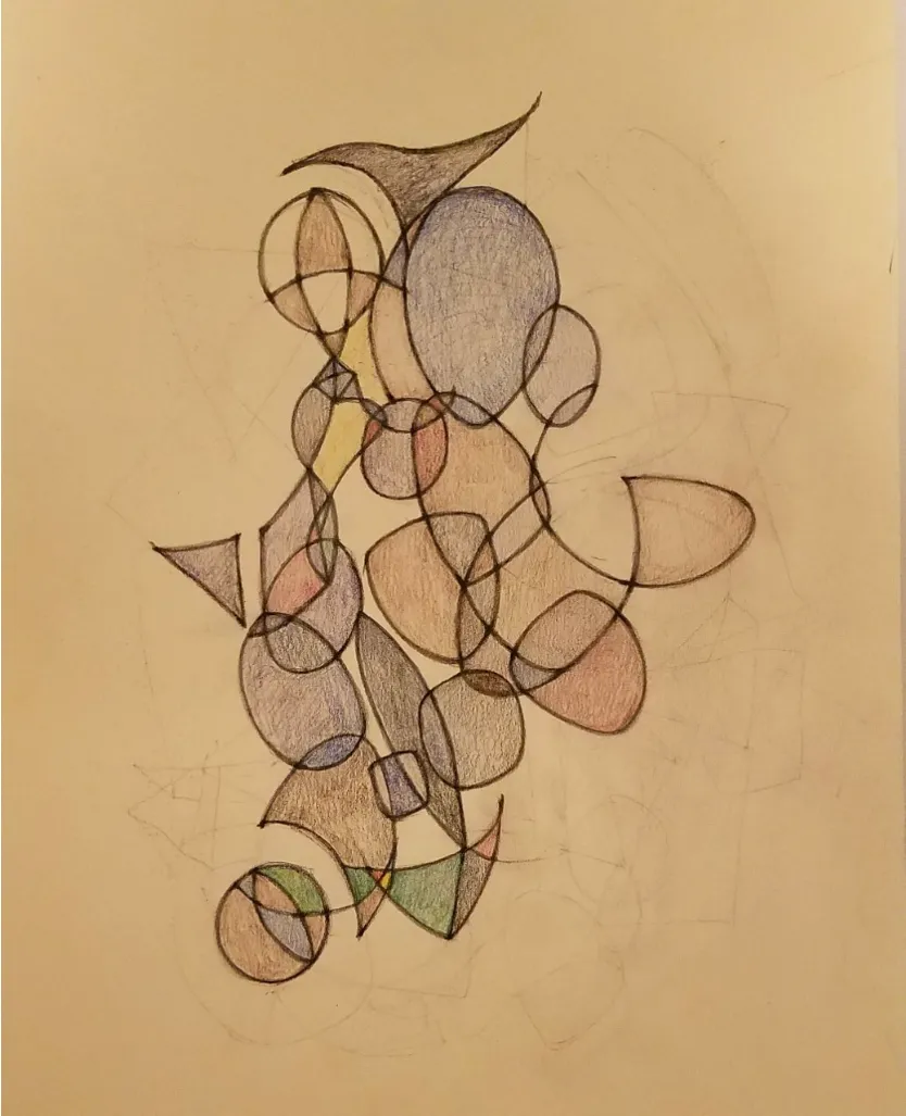 Original Contemporary Abstract Color Pencil and Graphite Drawing on ...