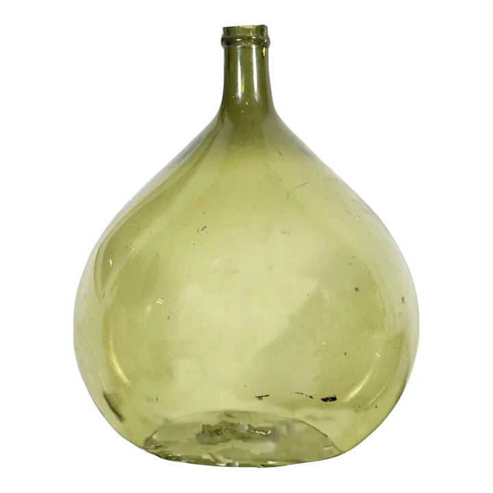 19th Century French Green Glass Demijohn or Dame Jeanne Hand Blown ...