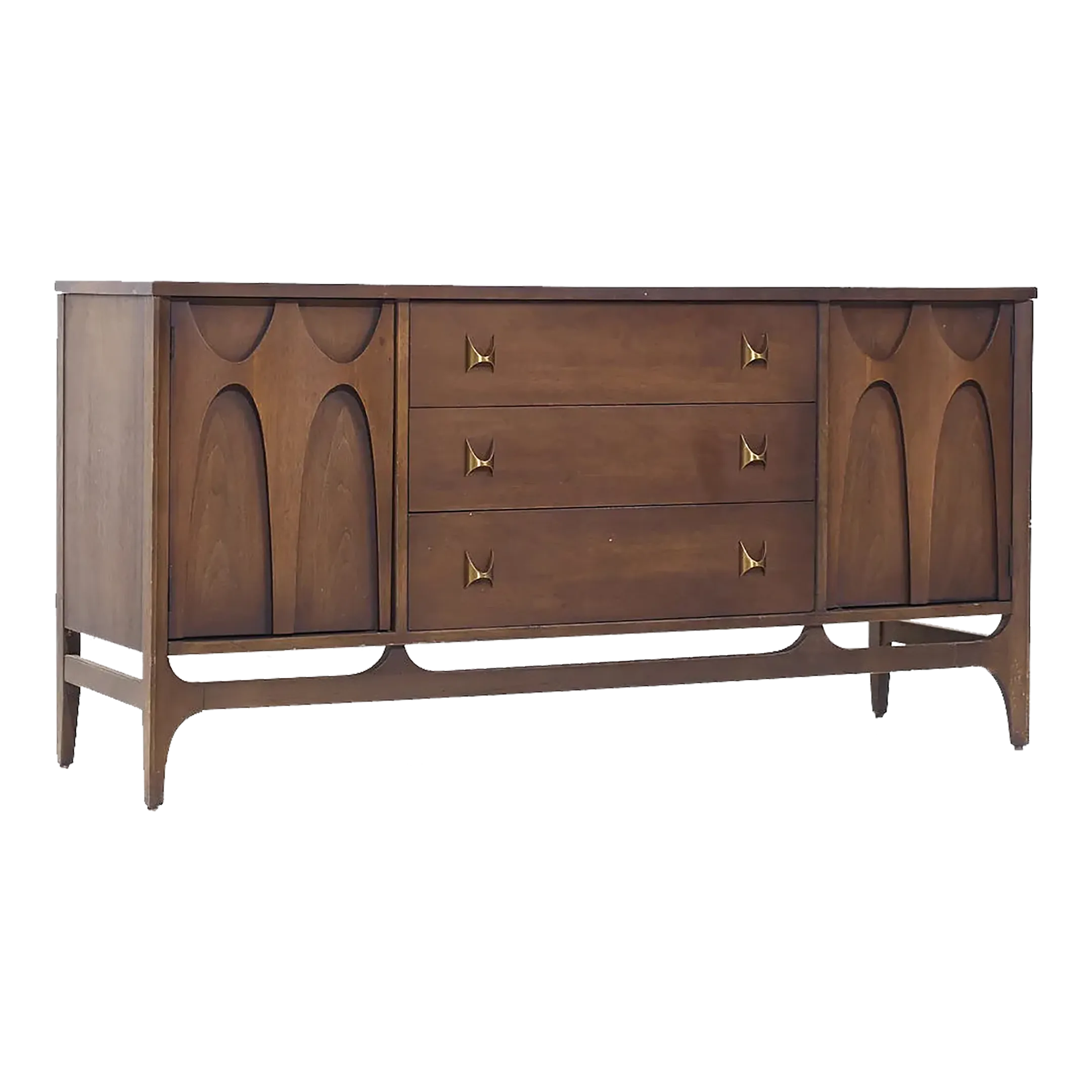 Broyhill Brasilia Mid Century Walnut and Brass Credenza Chairish