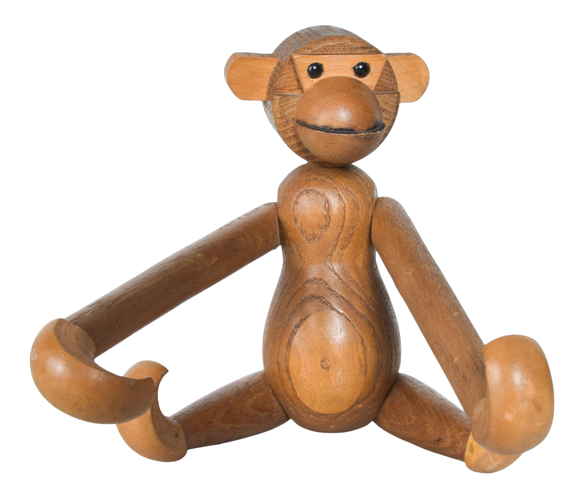 Danish Kay Bojesen Era Teak & Oak Jointed Wood Toy Monkey | Chairish